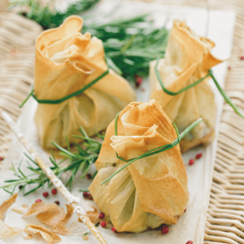 Goat Cheese, Honey and Rosemary Filo Parcels - Elle Gourmet